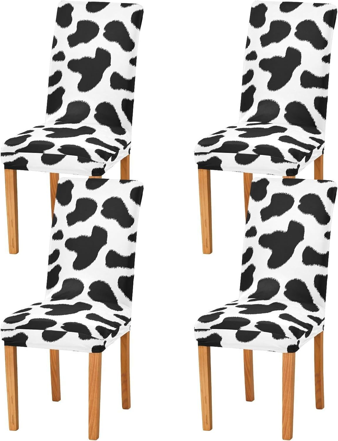 Cow Print Dining Chair Covers Set of 4, Stretch Kitchen Chair Slipcover ...