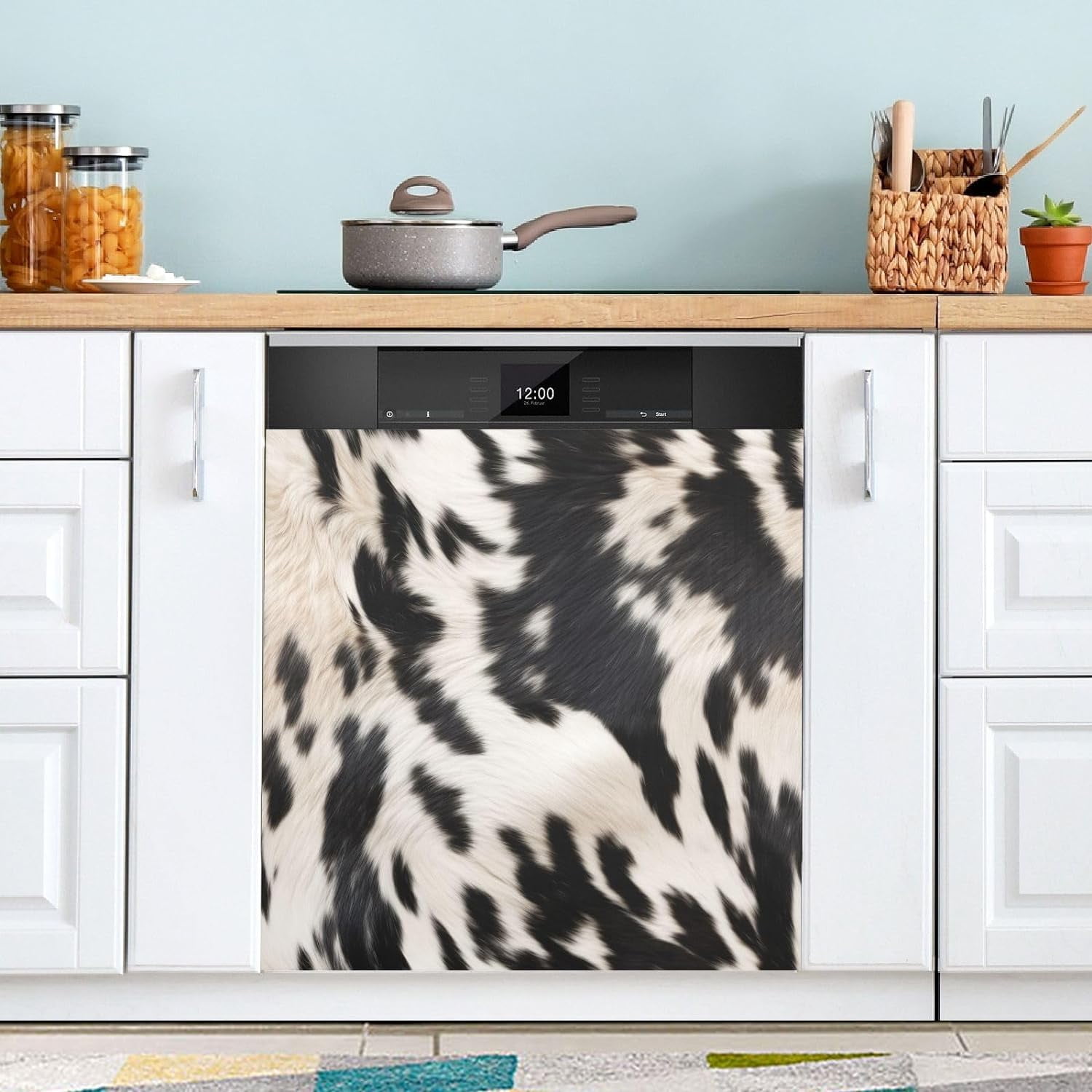 Cow Print Dishwasher Magnet Cover, Kitchen Dish Washer Door Panel ...