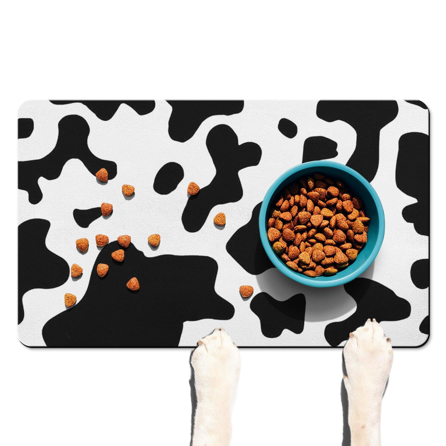Cow Print Dog Food Mat with Durable Waterproof Backing – Rustic ...