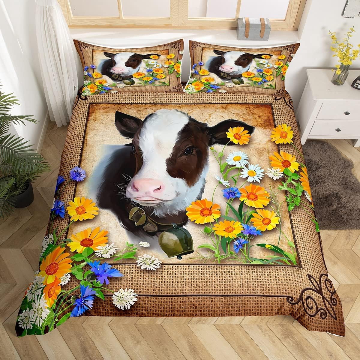 Cow Print Duvet Cover 104 X 90 inch for Girls Boys Bedroom Decor Rustic ...