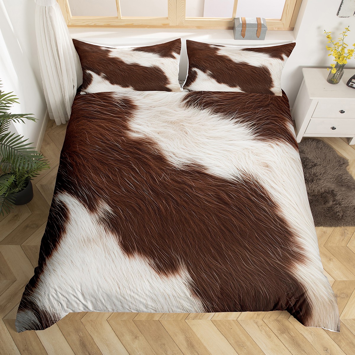 Cow Print Duvet Cover Twin Size,Highland Cow Bedding Set,3D Cattle ...