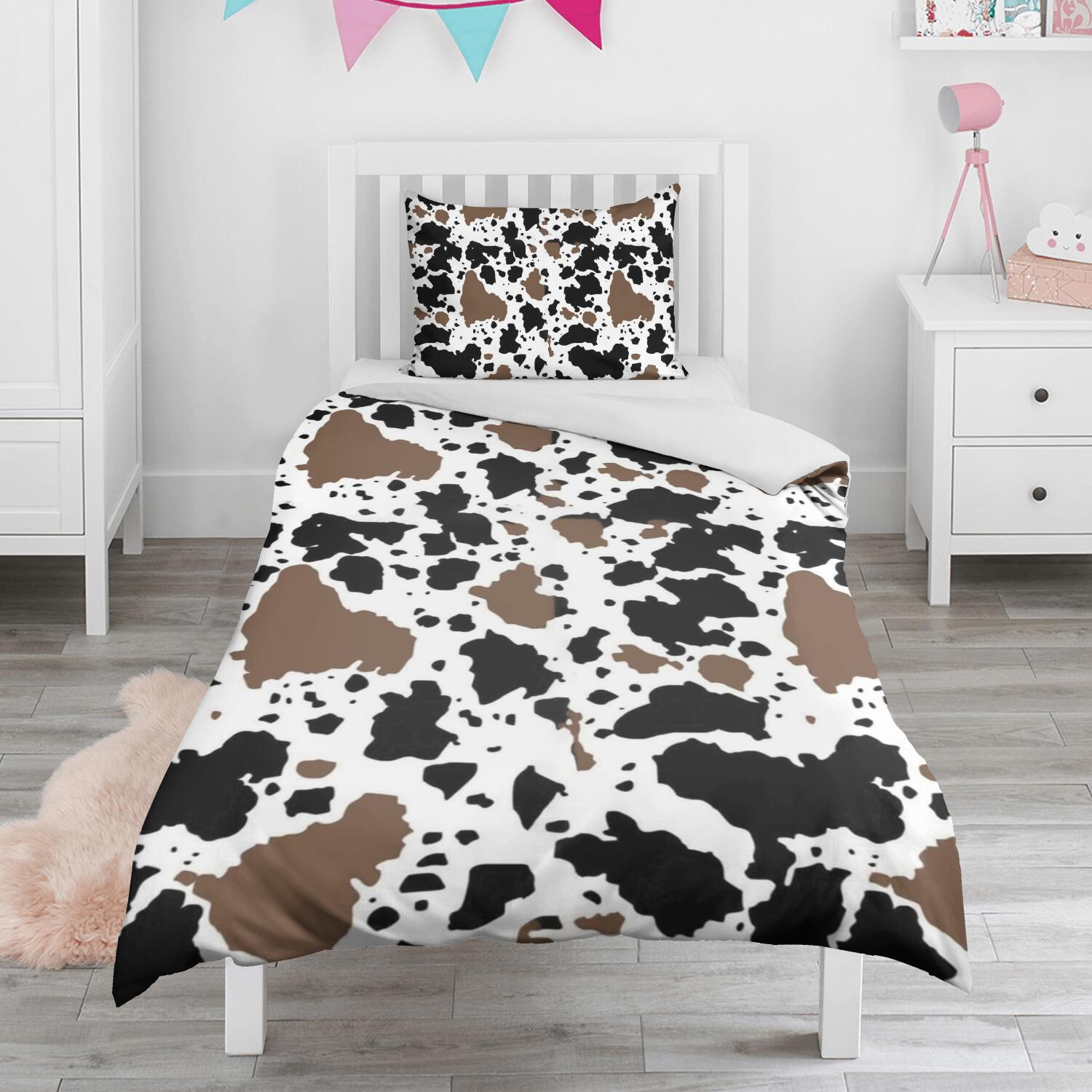 Cow Print Duvet Cover and Pillowcase Set for Single Bedding, Bedroom ...