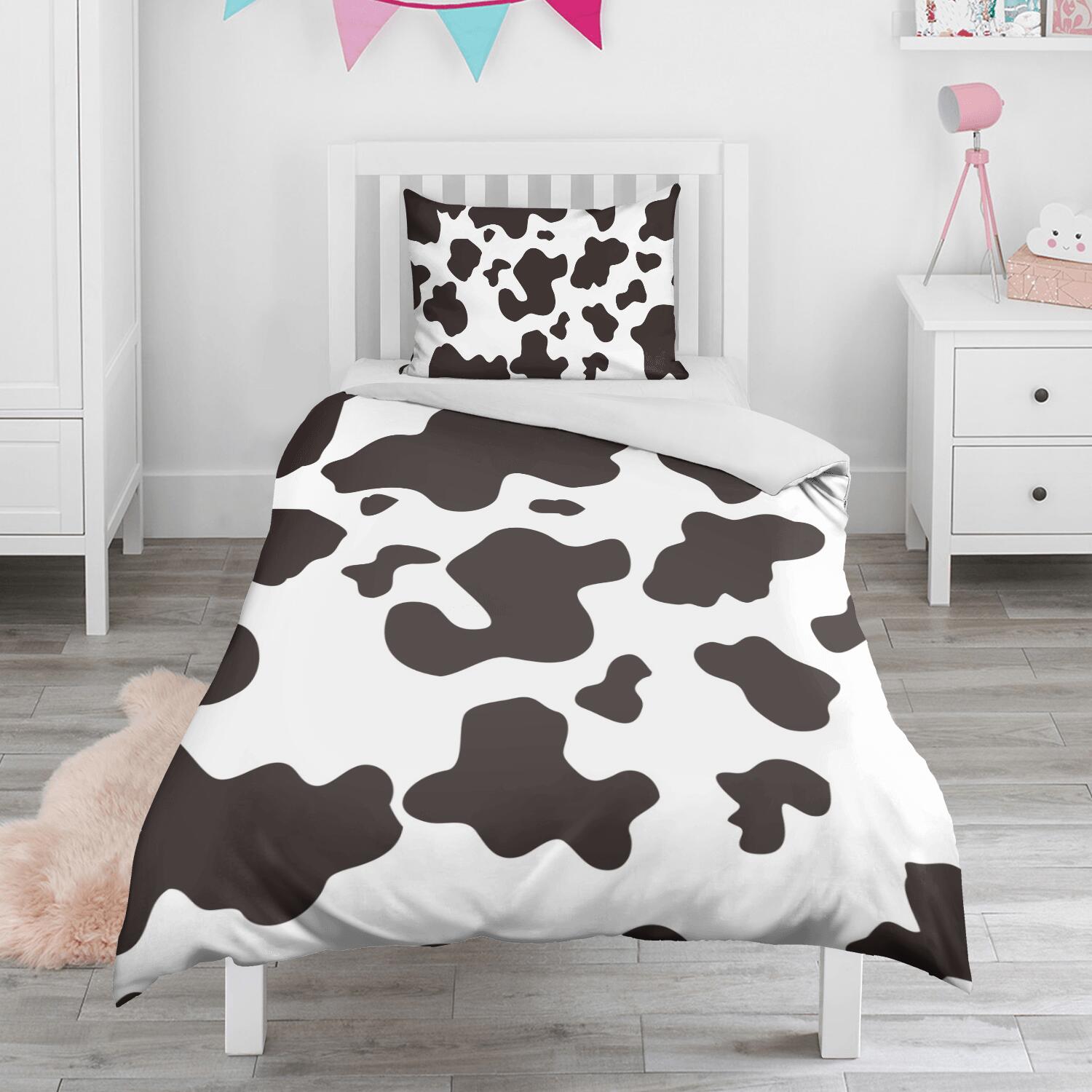 Cow Print Duvet Cover and Pillowcase Set for Single Bedding, Bedroom ...
