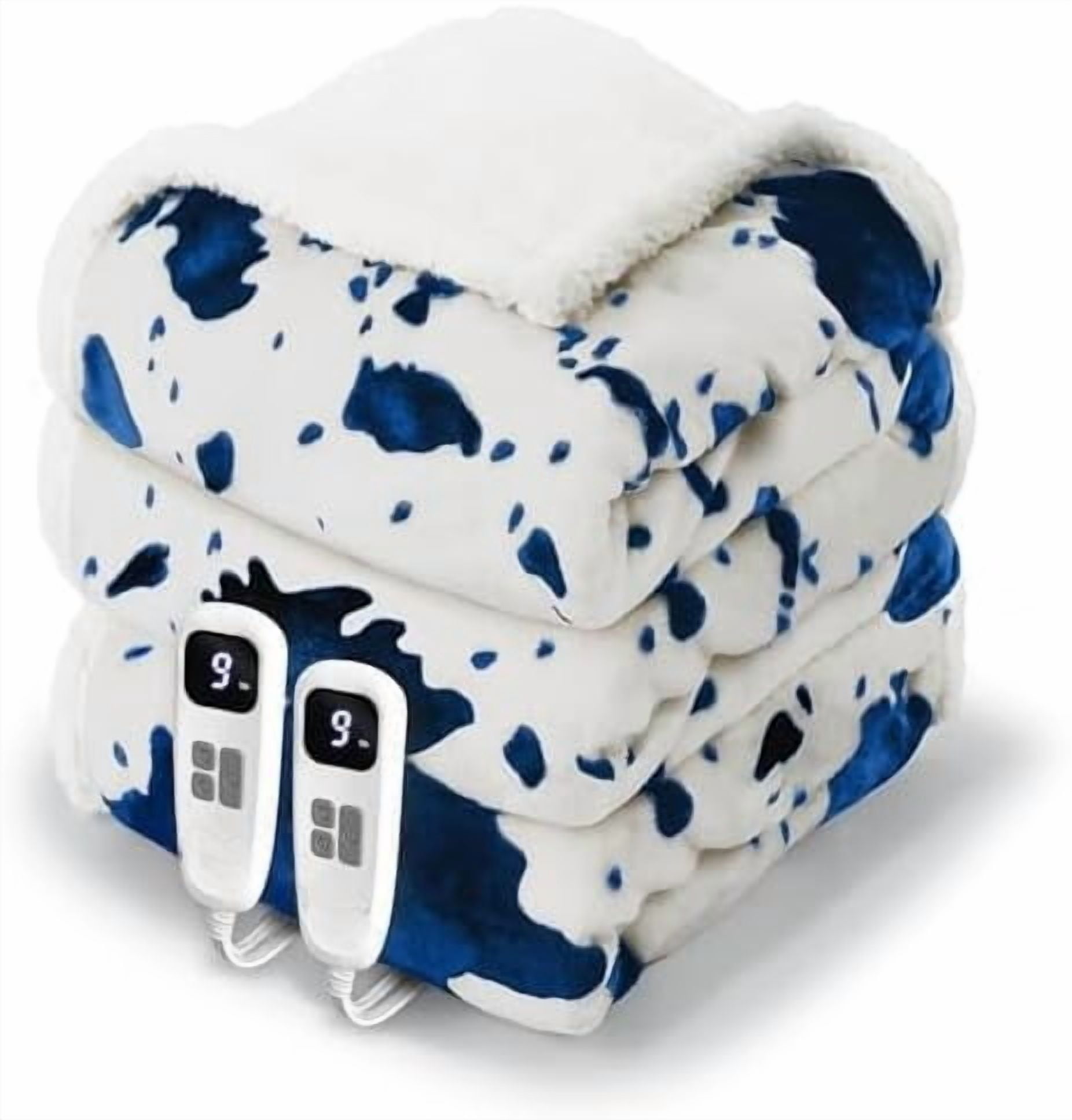 Cow Print Electric Heated Blanket Queen-Dual Control Heating Blanket ...