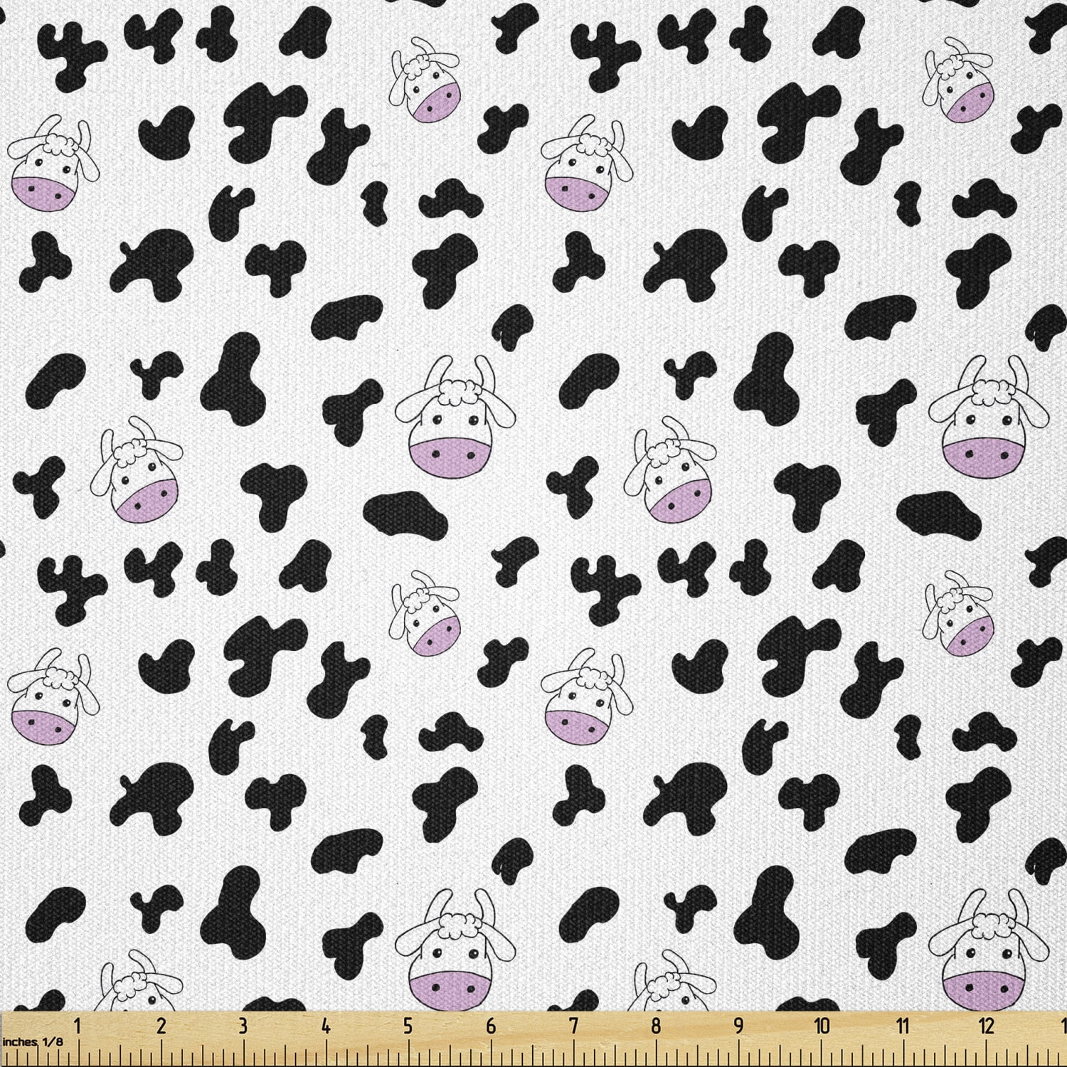 Cow Print Fabric by The Yard, Animal Cow Hide Pattern Doodle Cartoon ...