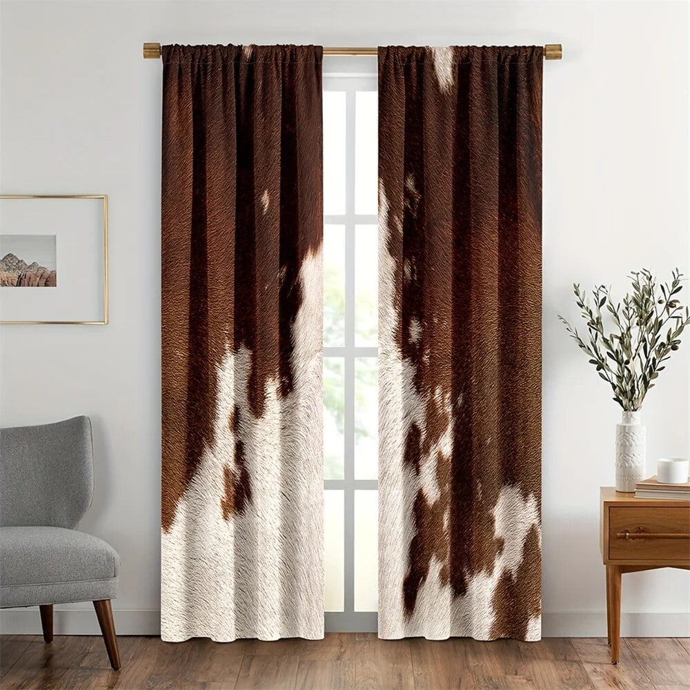 Cow Print Farm Aniaml Western Cowboy Window Curtain Blinds For Living ...