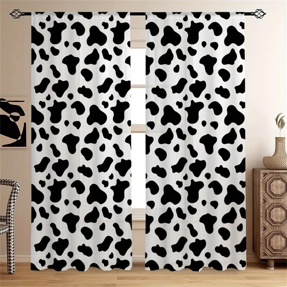 Cow Print Farm Aniaml Western Cowboy Window Curtain Blinds For Living ...