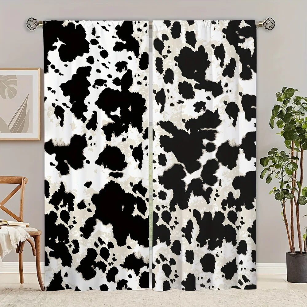 Cow Print Farm Aniaml Western Cowboy Window Curtain Blinds For Living ...