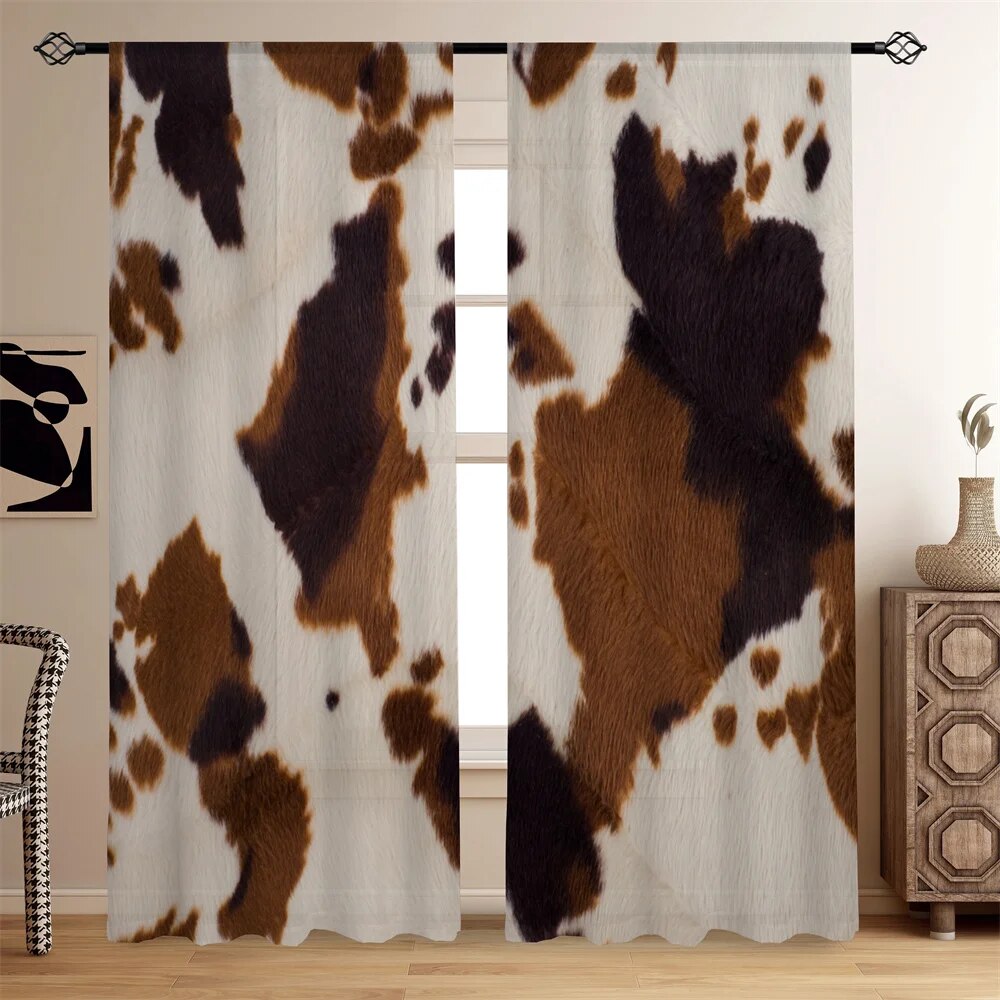 Cow Print Farm Aniaml Western Cowboy Window Curtain Blinds For Living ...