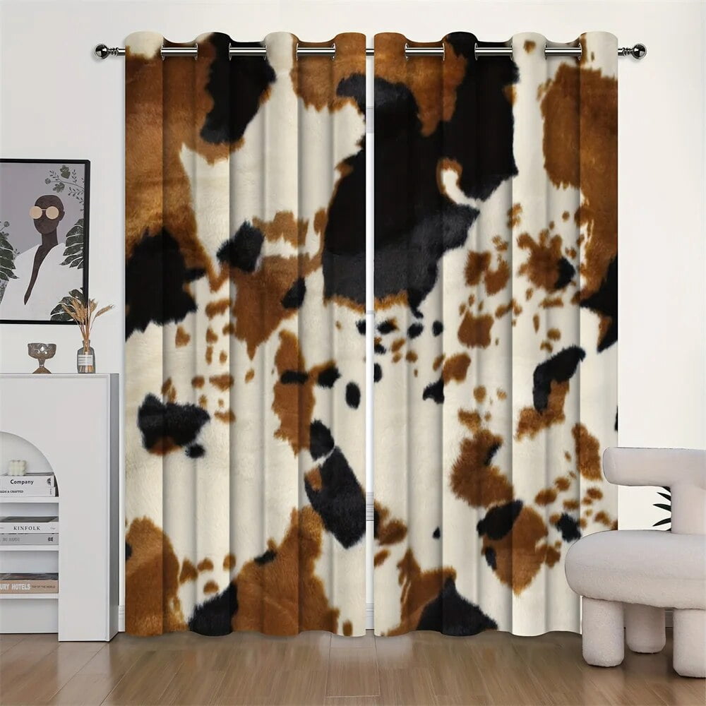 Cow Print Farm Aniaml Western Cowboy Window Curtain Blinds For Living ...