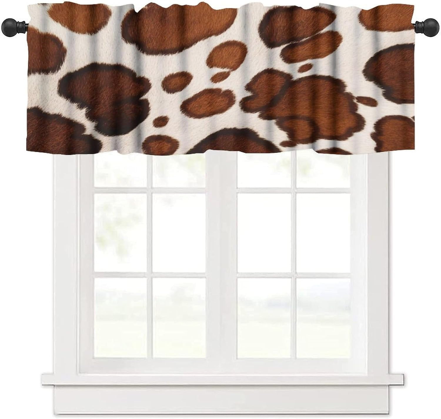 Cow Print Farmhouse Curtain Valance for Window Cowhide Animal Fur ...