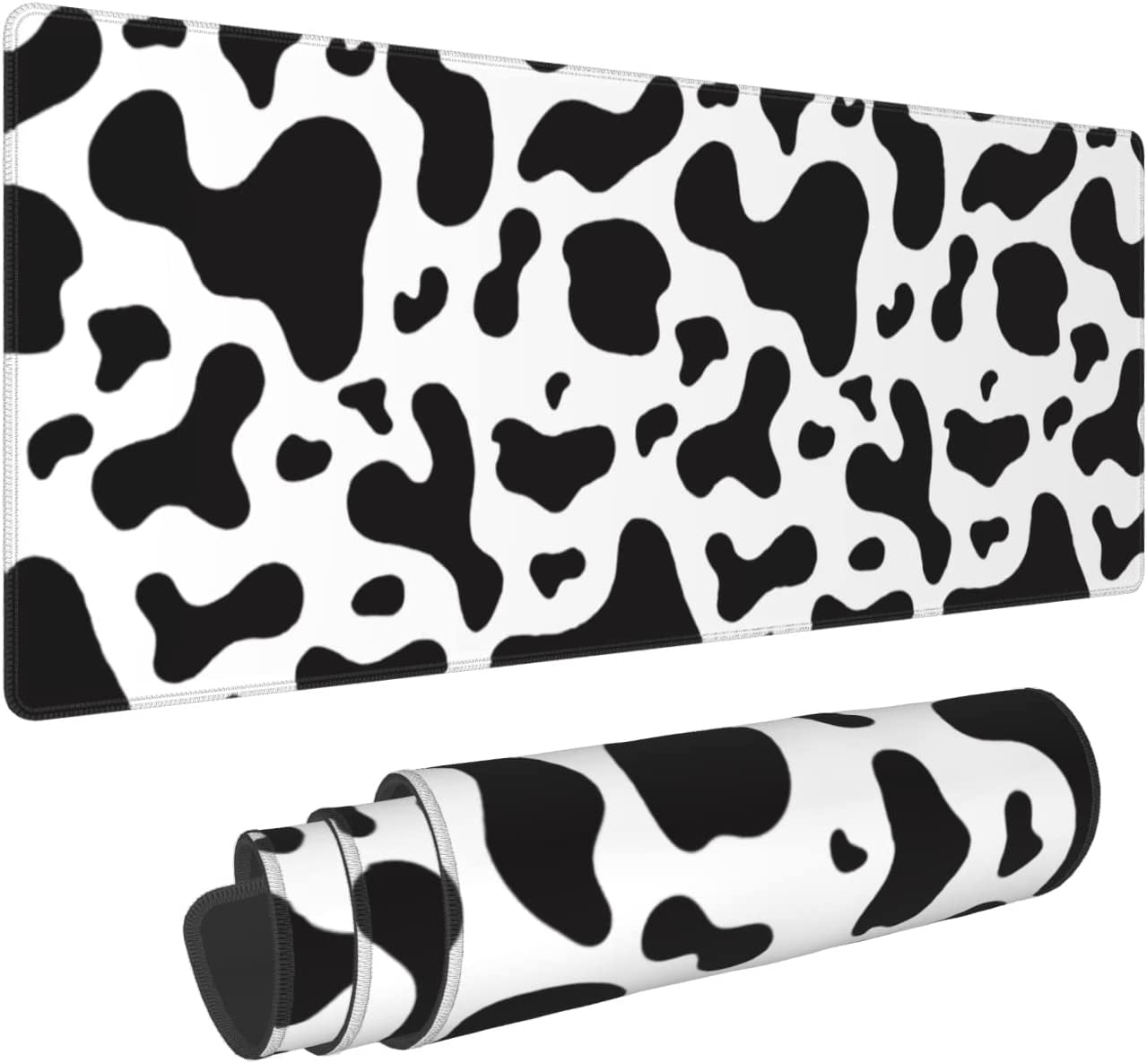 Cow Print Gaming Mouse Pad 31.5×11.8 Inch XL Black White Cow Spots ...