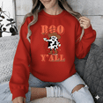 Cow Print Ghost Boo Yall Western Farm Humor Cozy Fall Style Sweatshirt ...