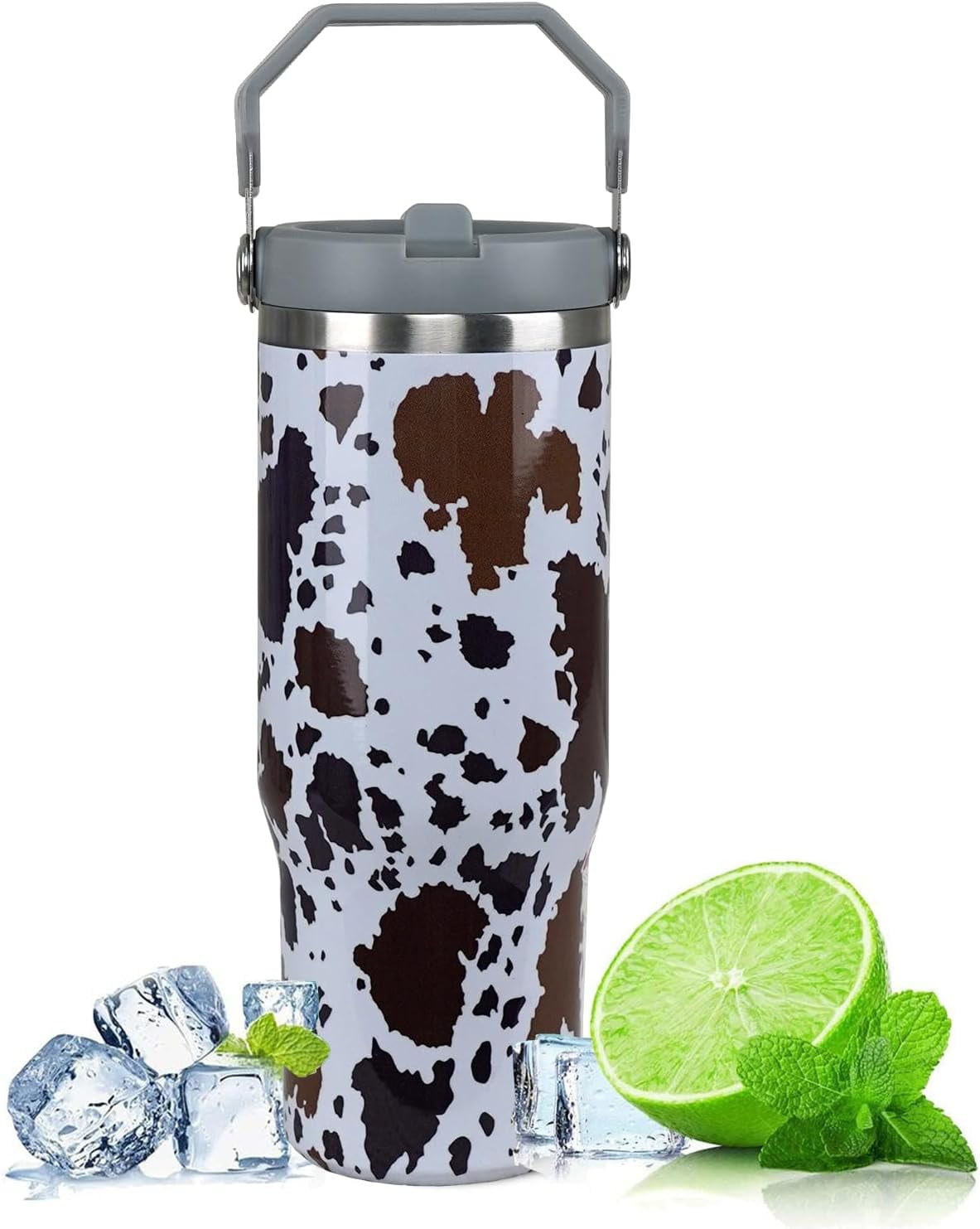 Cow Print Gifts for Women 30 oz Cow Print Tumbler with Handle Vacuum ...