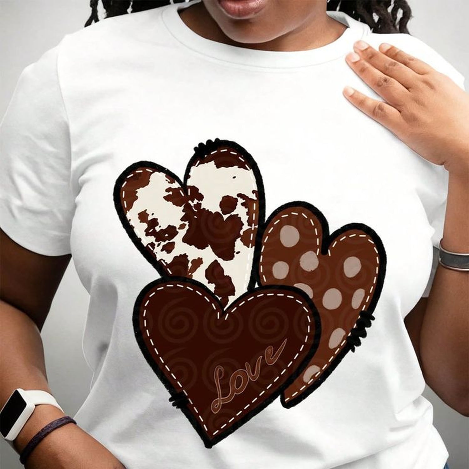 Cow Print Heart Love T-S1Hirt For WoM1en - Cute And StY1LiS1H White ...