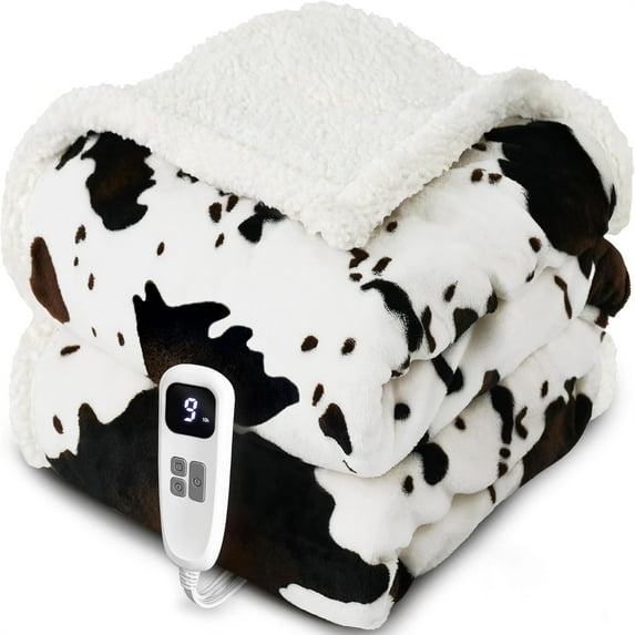 Cow Print Heated Throw Blanket Electric Blanket-Heating Blanket Throw ...