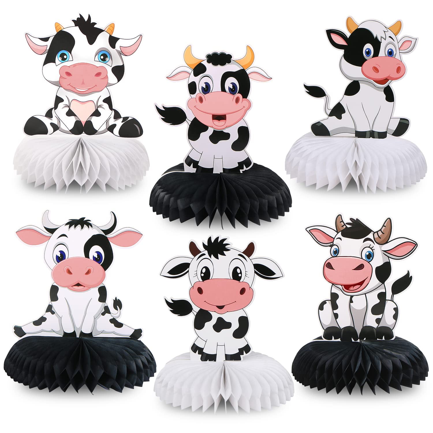 Cow Print Honeycomb Centerpieces, BENBO 6Pcs Cow Table Honeycomb 3D Cow ...