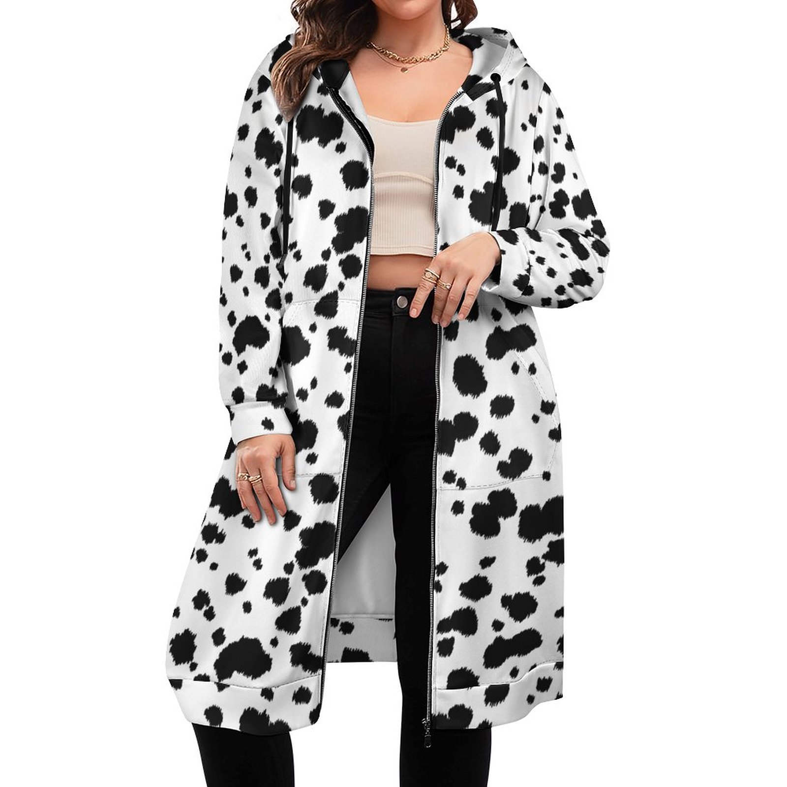 Cow Print Hoodies for Women Teen Girls Sweatshirt S Full Zip Long ...