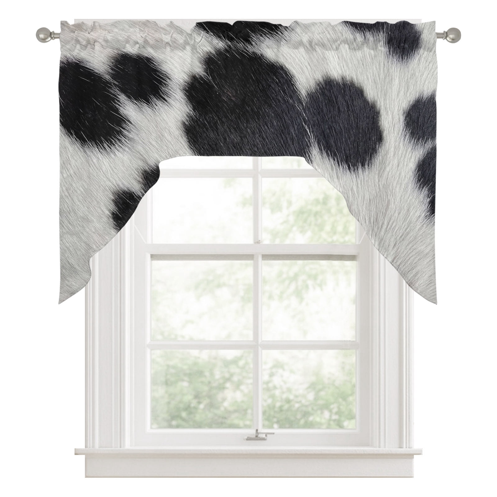 Cow Print Kitchen Curtains Swag Valance for Windows/Bathroom/Cafe ...