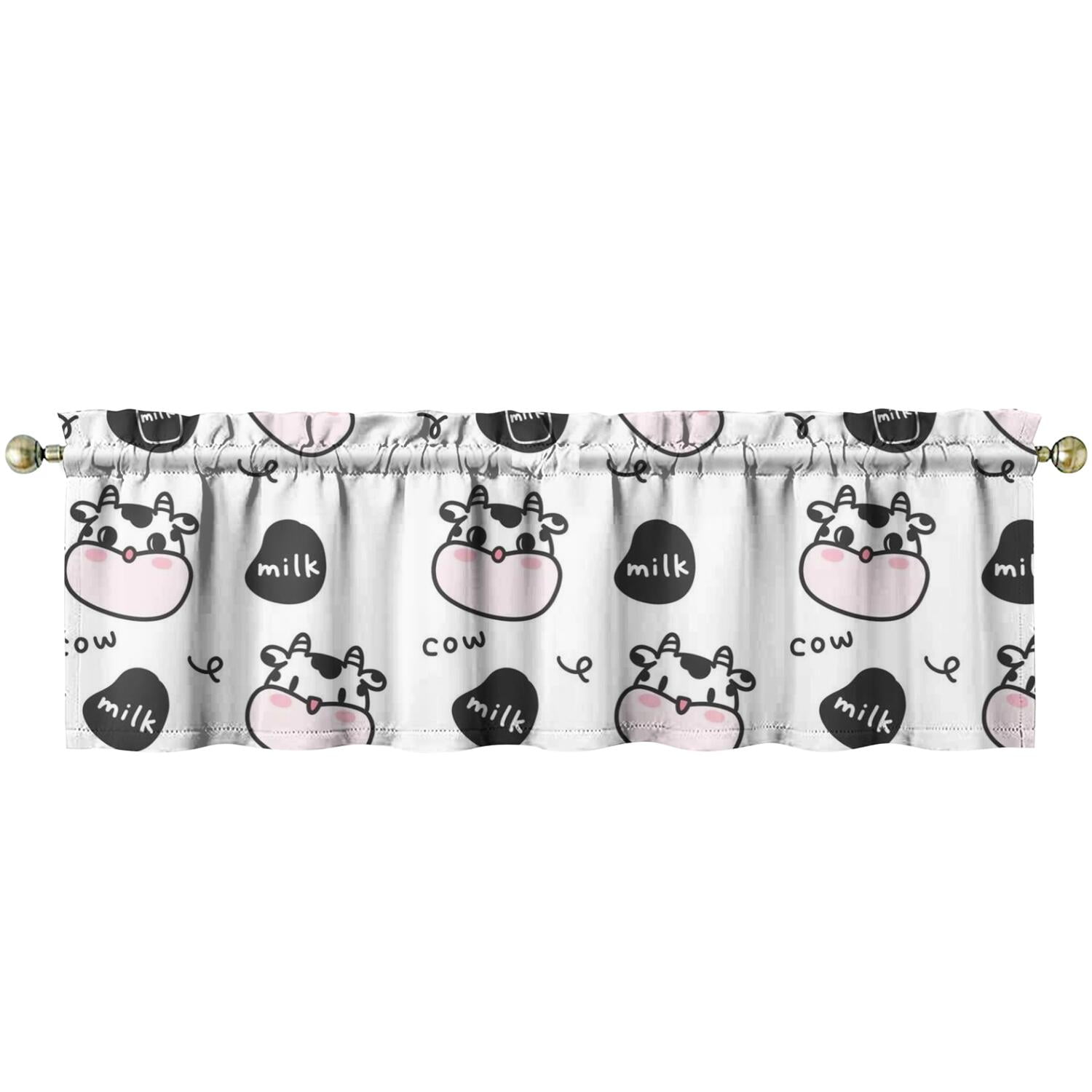 Cow Print Kitchen Valance - 54 Inch Rod Pocket Farmhouse Curtain for ...