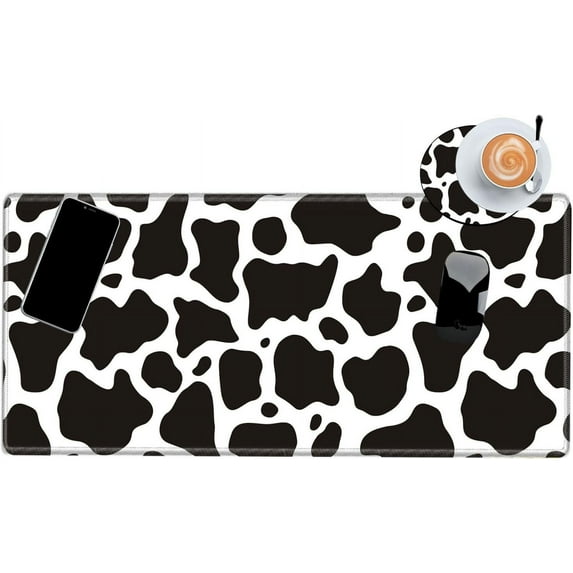 Cow Print Large Gaming Mouse Pad 24x12 Inch Black and White Non Slip ...