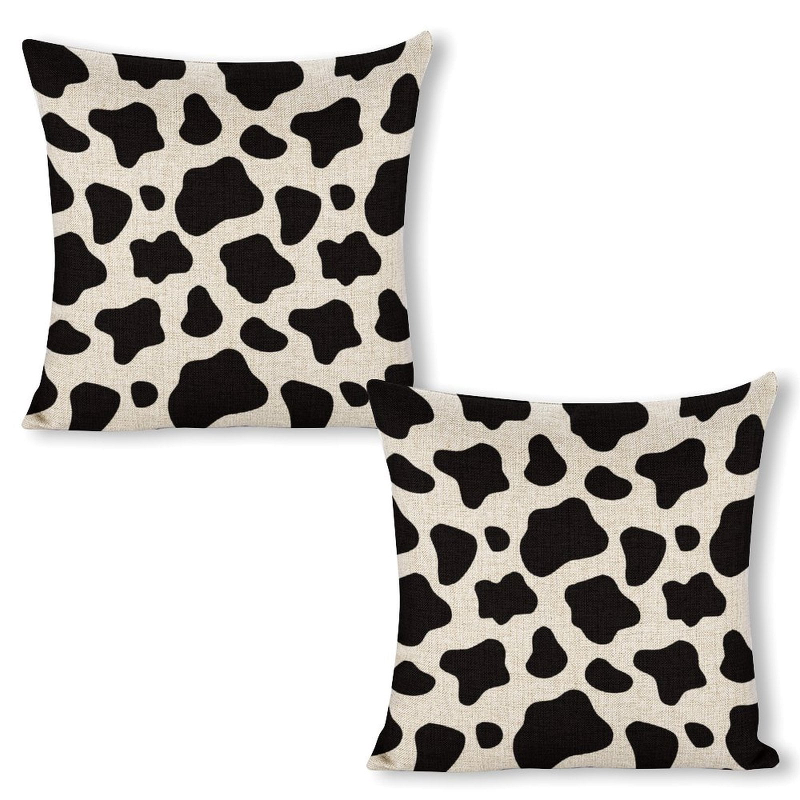 Cow Print Linen Throw Pillow Covers Decorative Pillow Cases Cushion ...