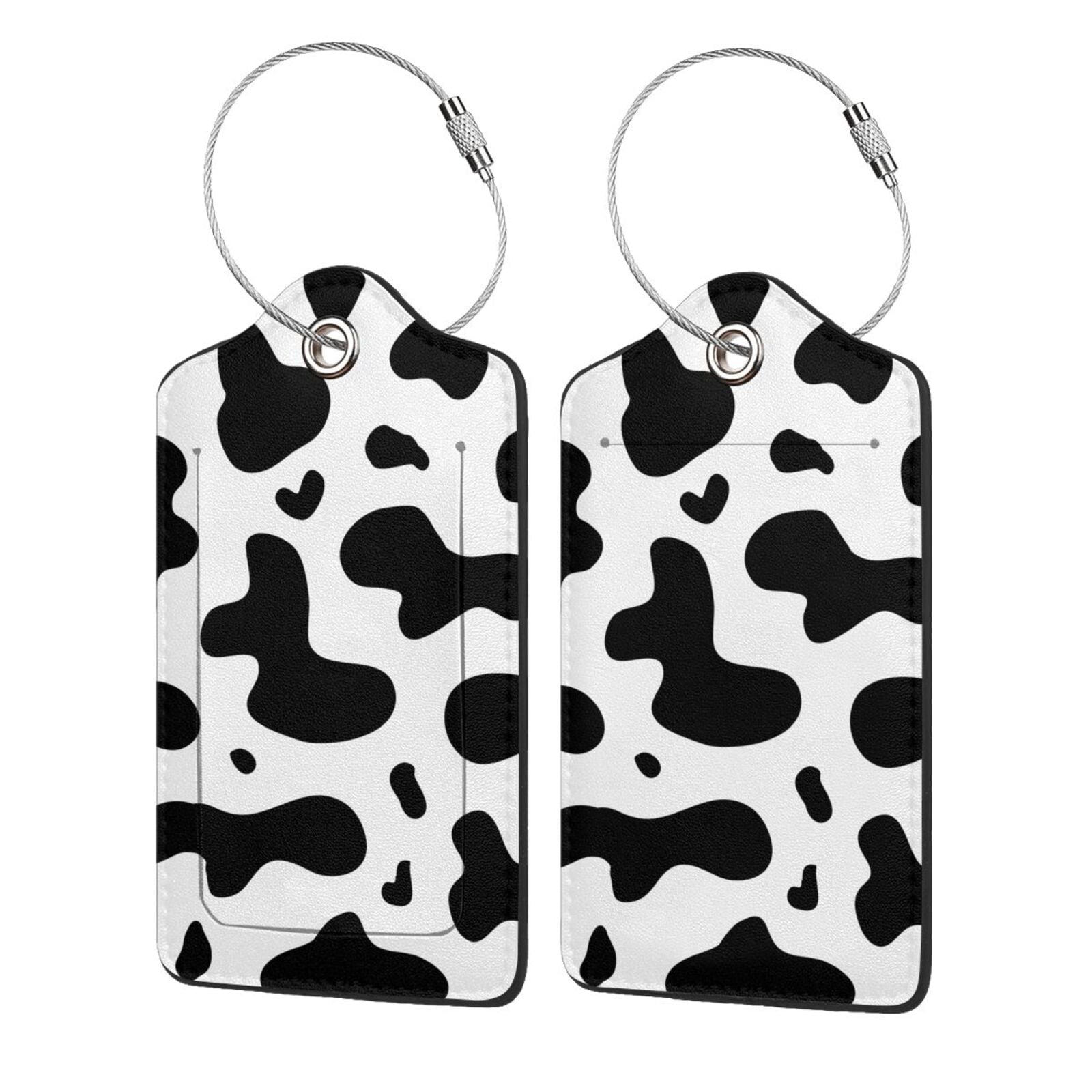 Cow Print Luggage Tags for Suitcase PU Privacy Cover ID Label Address ...