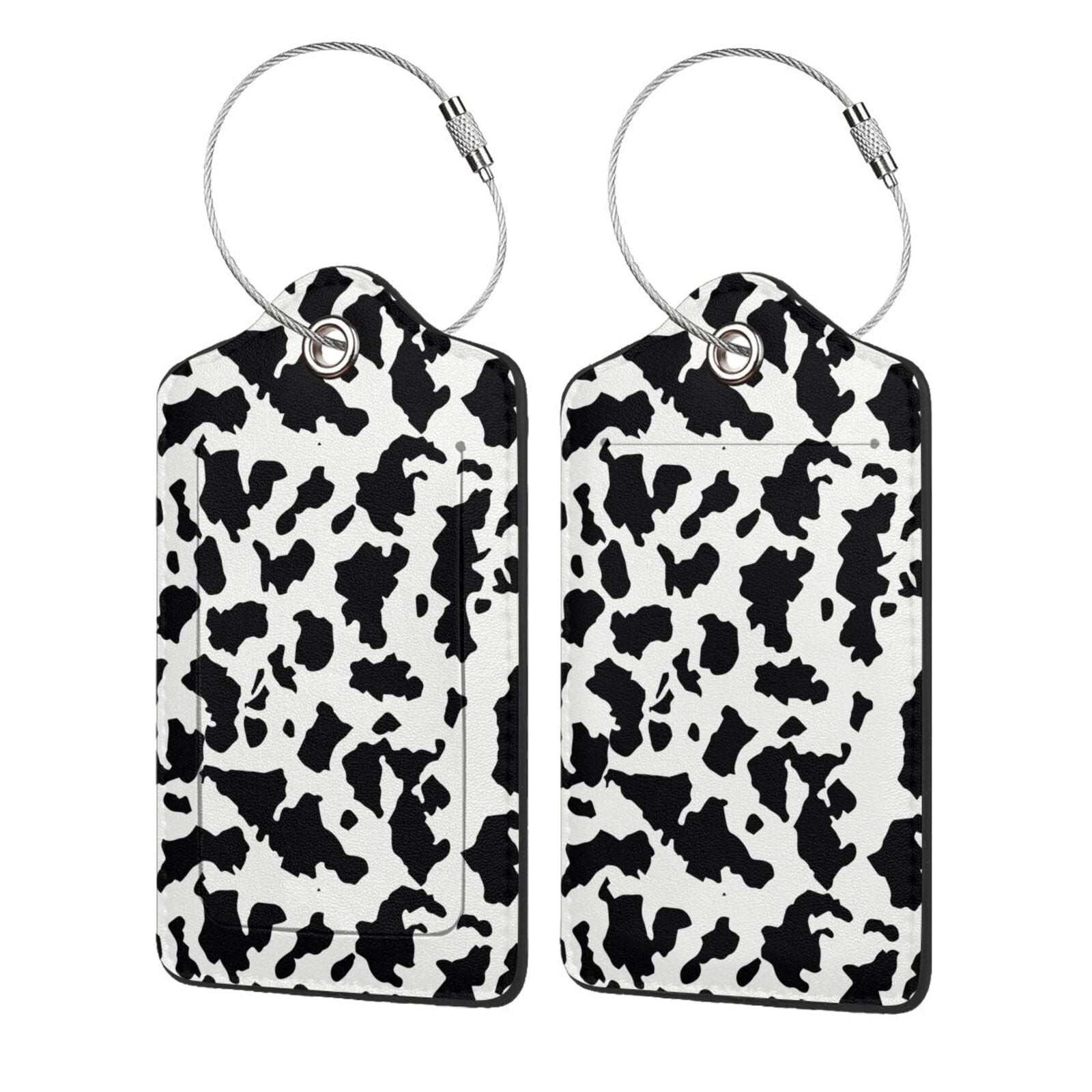 Cow Print Luggage Tags for Suitcase PU Privacy Cover ID Label Address ...
