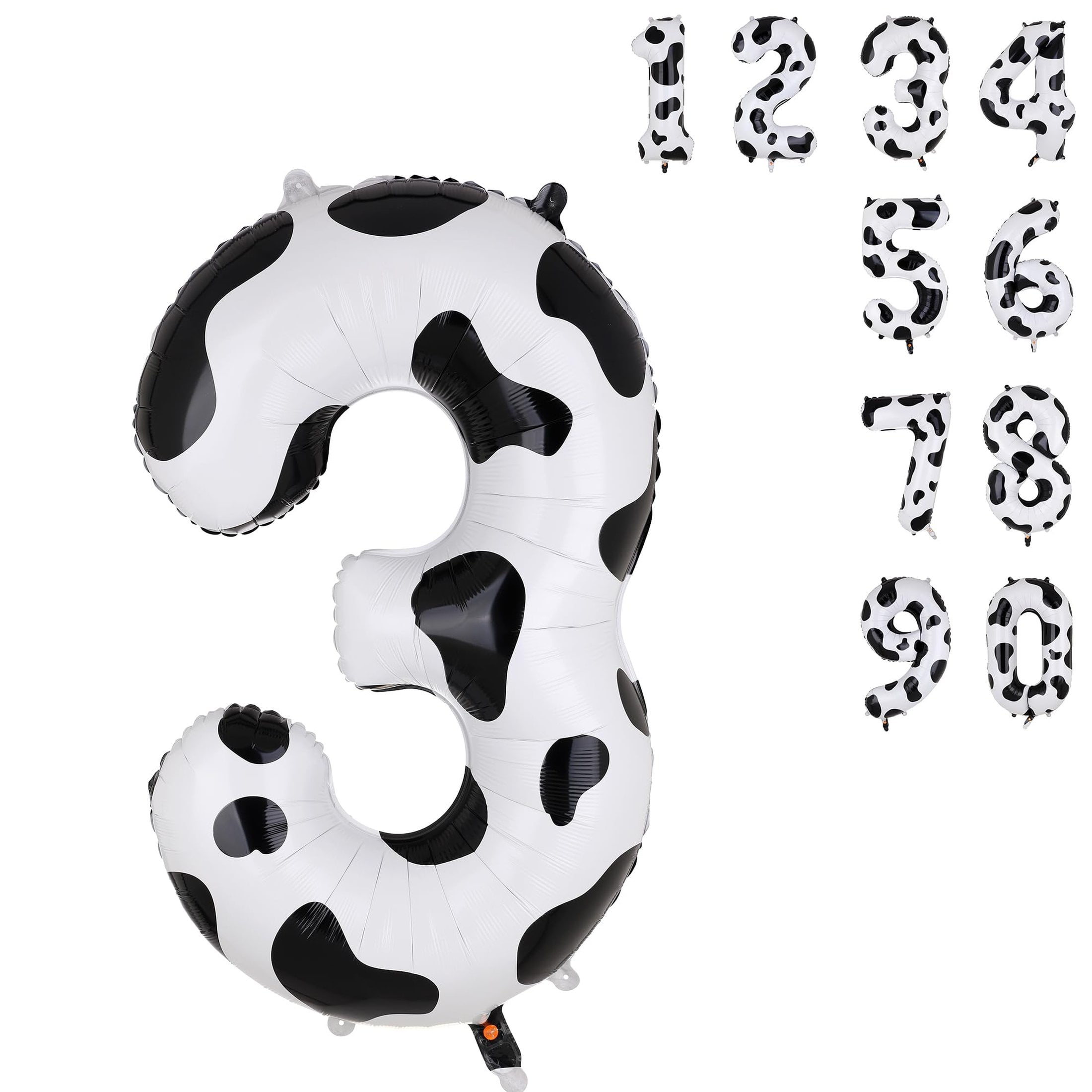 Cow Print Number Balloon Set - 40 Inch White Black Cowgirl Theme Party ...