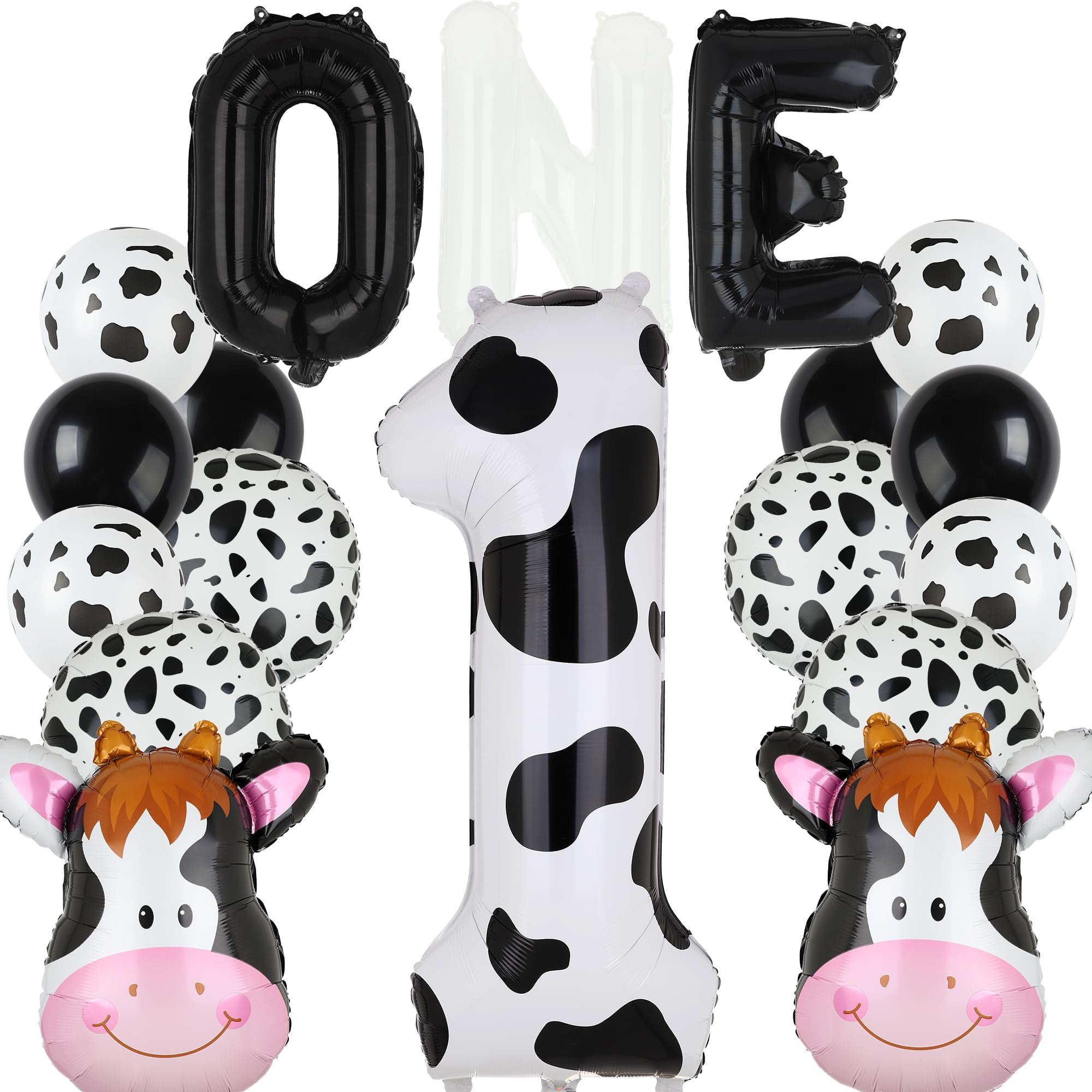Cow Print Number PriNst Balloon 1 Letter Banner - 40 Inch Baby 1st ...
