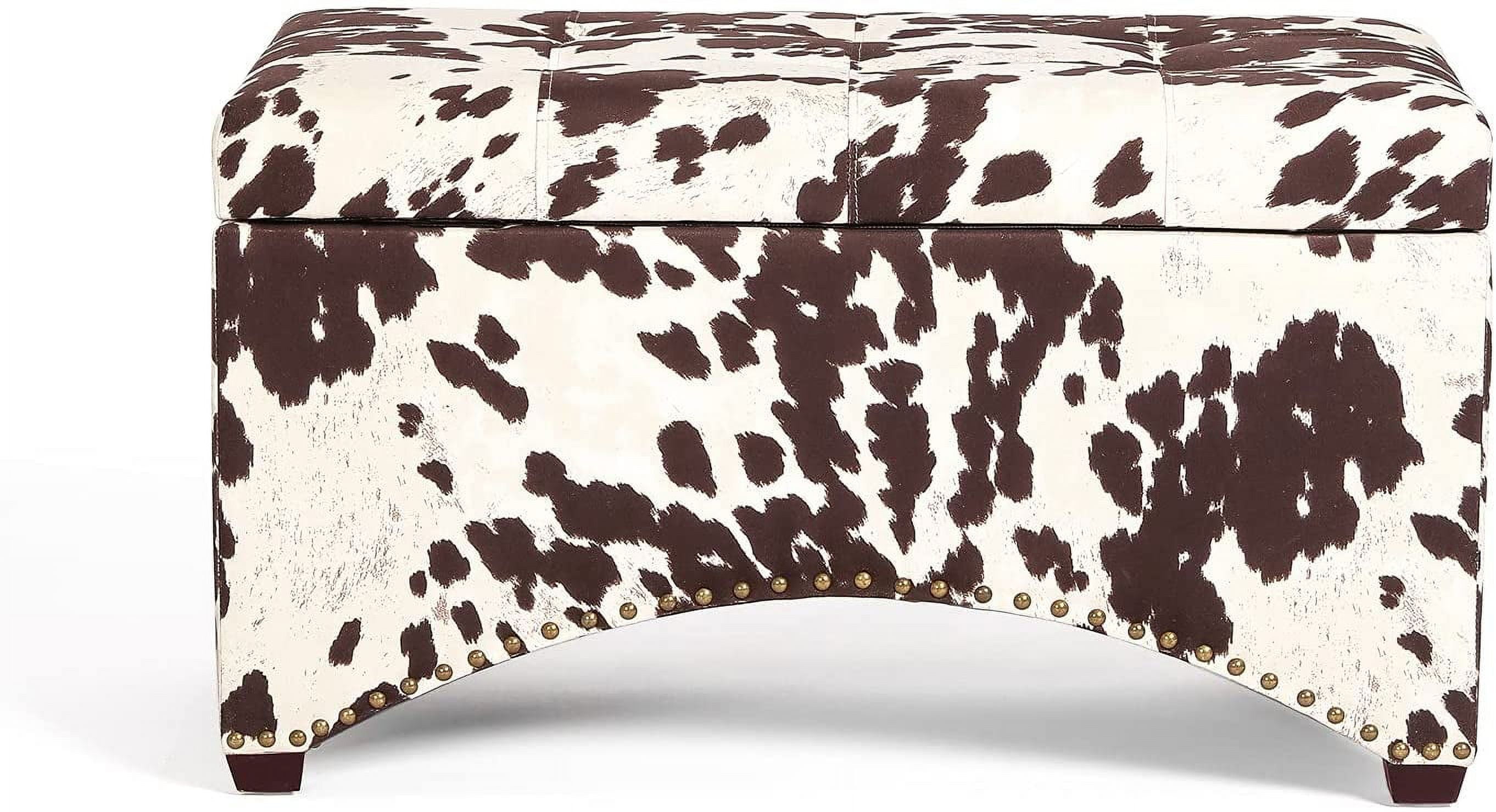 Cow Print Ottoman with Storage 30'' Ottoman Storage Bench Rectangle ...