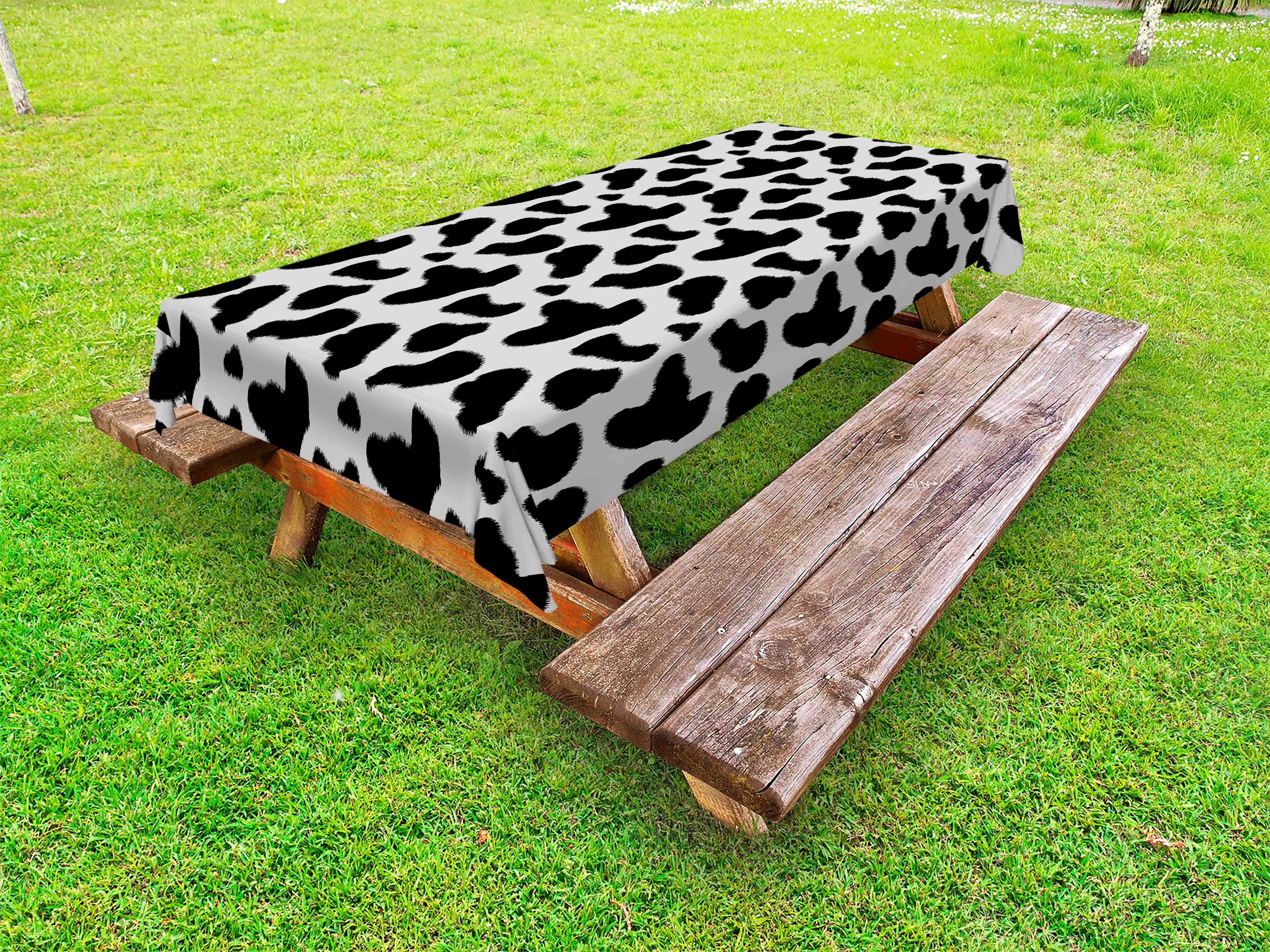 Cow Print Outdoor Tablecloth, Cow Hide Pattern with Black Spots Farm ...