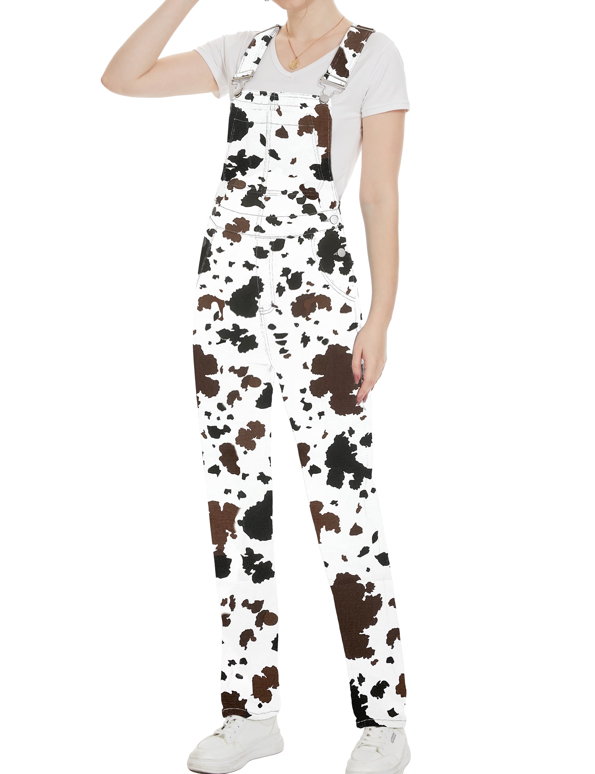 Cow Print Overalls for Women Fashion Animal Pants Cute Jumpsuits Bibs ...