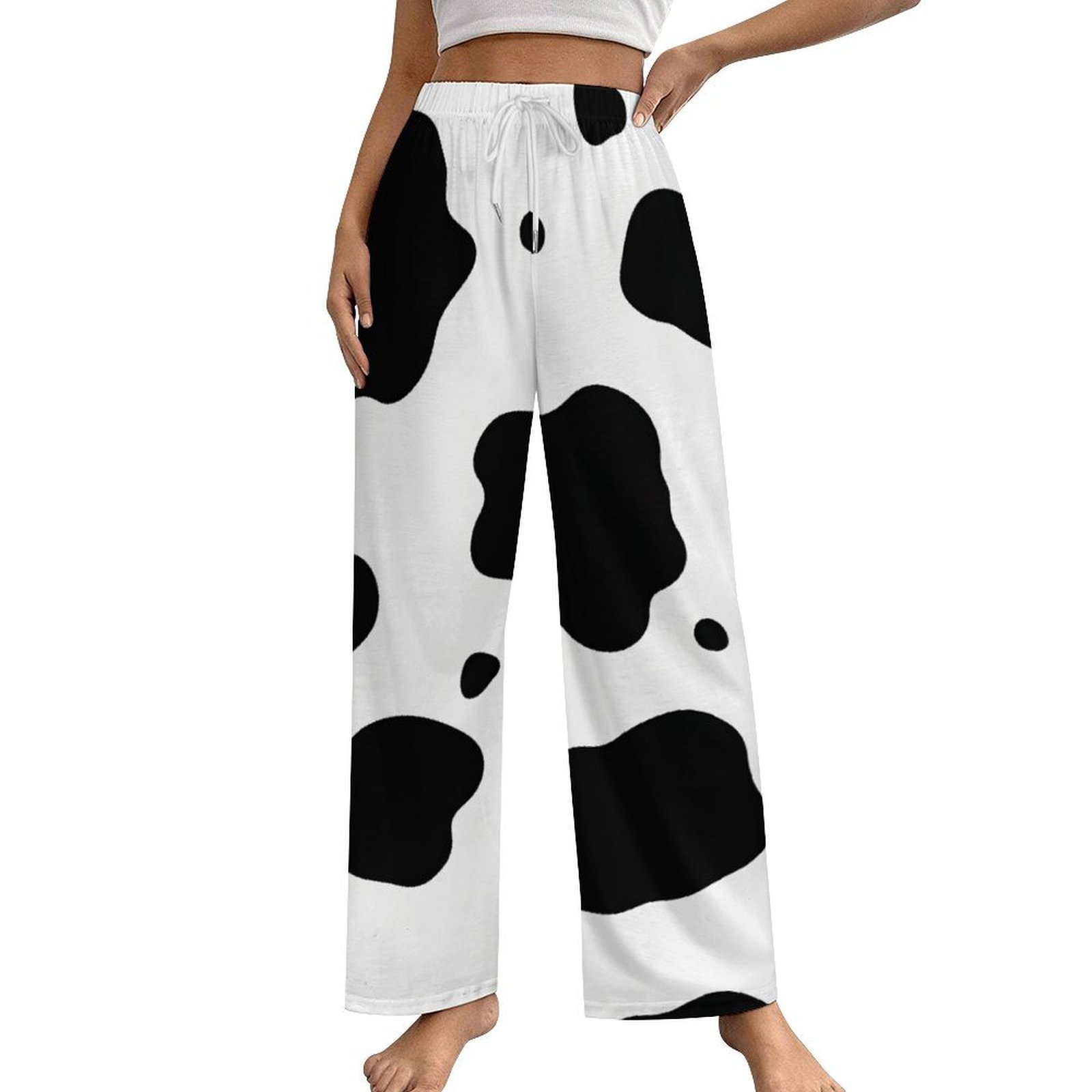 Cow Print Pajamas For Women Loose Retro Night Pajama Pants Comfortable ...
