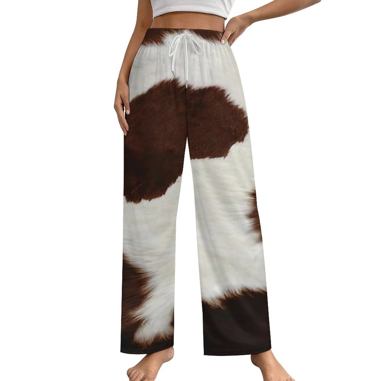 Cow Print Pajamas For Women Loose Retro Night Pajama Pants Comfortable ...