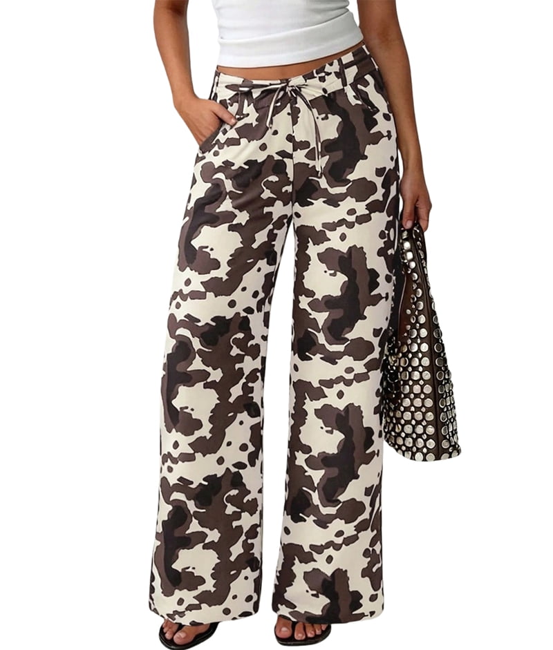 Cow Print Pants Women Loose Wide Leg Jeans Loose Fit High Waisted ...