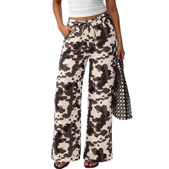 Cow Print Pants Women Loose Wide Leg Jeans Loose Fit High Waisted ...