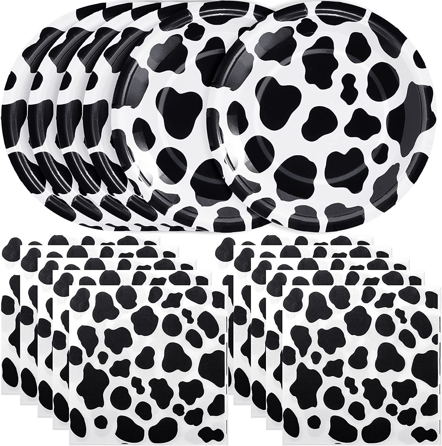 Cow Print Party Supplies,60PCS Cow Print Set-30 Cow Print Plates and 30 ...