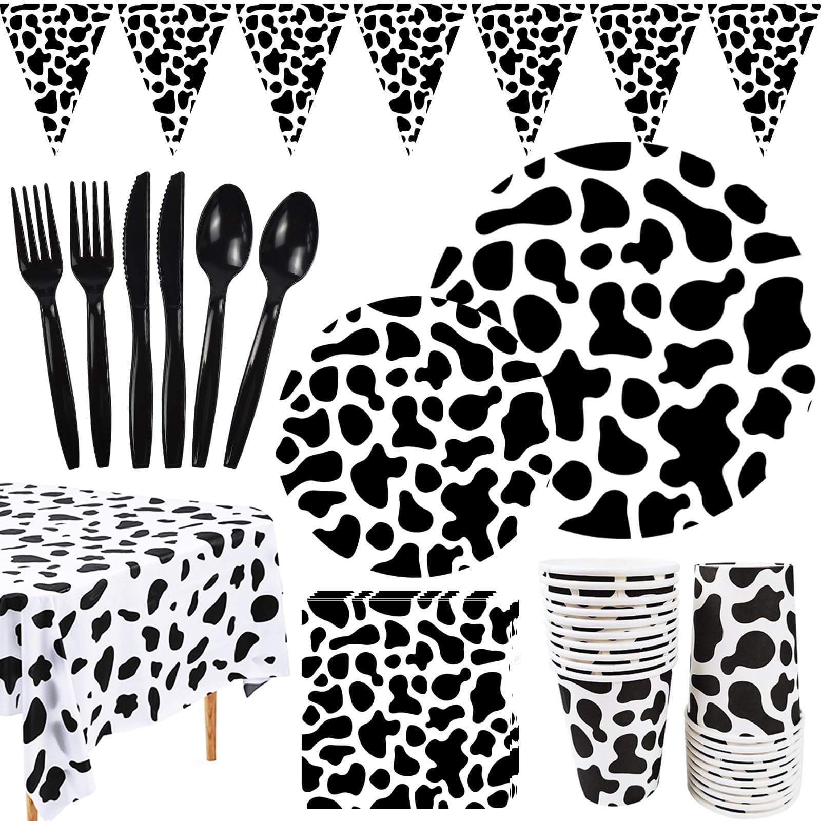 Cow Print Party Supplies, Cowboy Cowgirl BSL1 Party Disposable Set ...