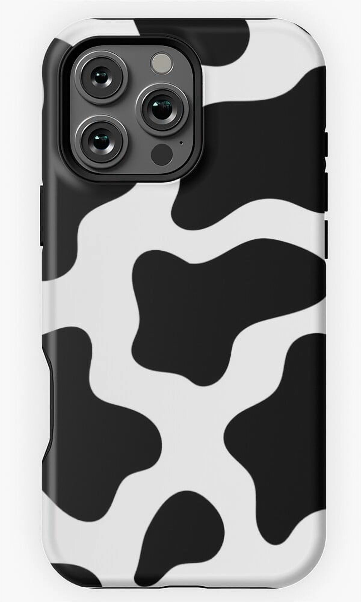 Cow Print Pattern Black White Animal Spot Farm iPhone 11 12 13 14 15 16 ...