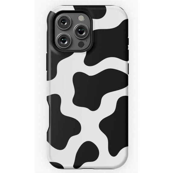 Cow Print Pattern Black White Animal Spot Farm iPhone 11 12 13 14 15 16 ...