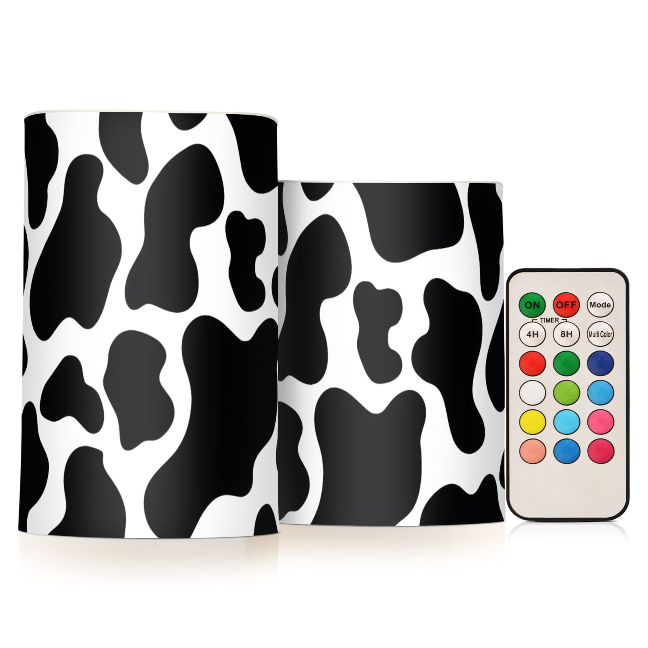 Cow Print Pattern Flameless LED Candle Set with Remote, Battery ...