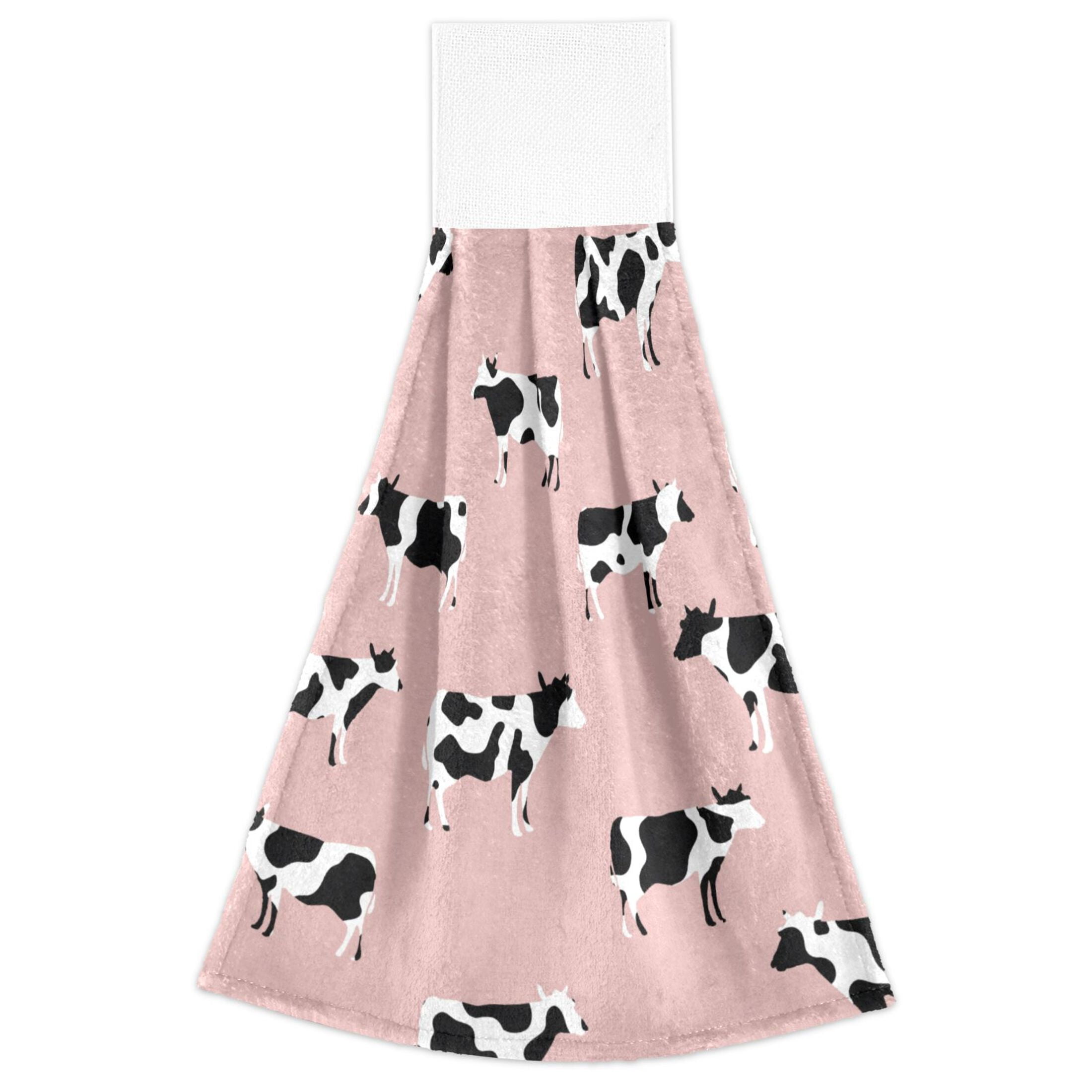 Cow Print Pattern Hand Towels 2 Pack Quick Dry Velvet Soft with Velcro ...