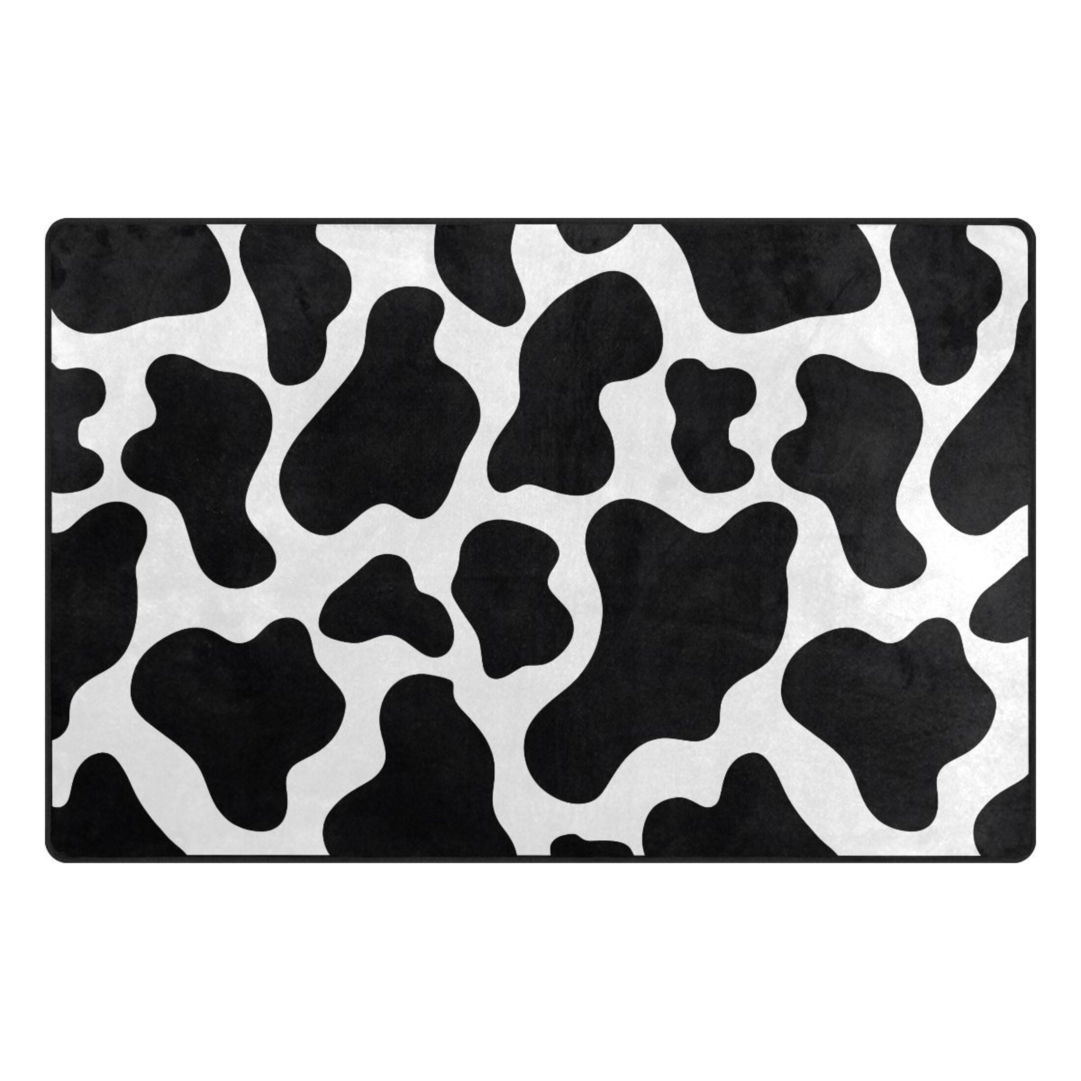 Cow Print Pattern Memory Foam Area Rug 60"x39" Non Slip, Absorbent ...