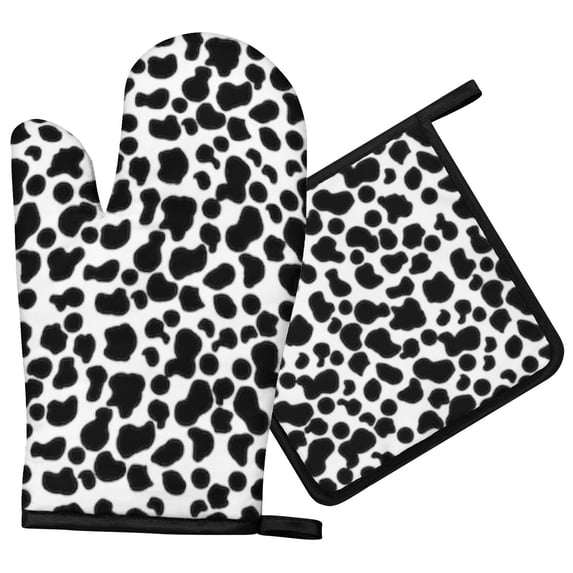 Cow Print Pattern Oven Mitts and Pot Holder Sets 1 Pcs for Kitchen ...