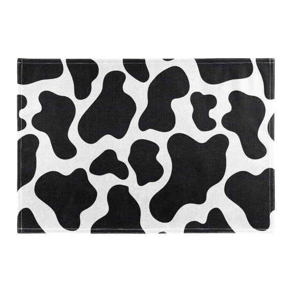 Cow Print Pattern Placemat 18x12in Reversible Rustic Linen Texture ...