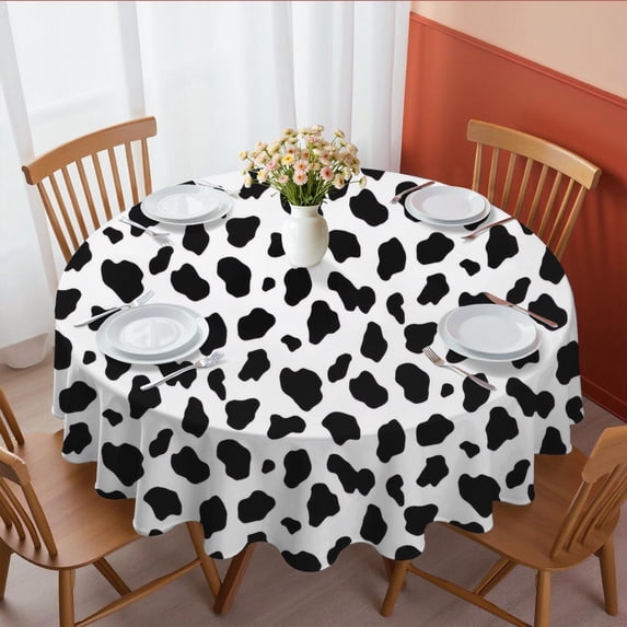 Cow Print Pattern Round Tablecloth 60
