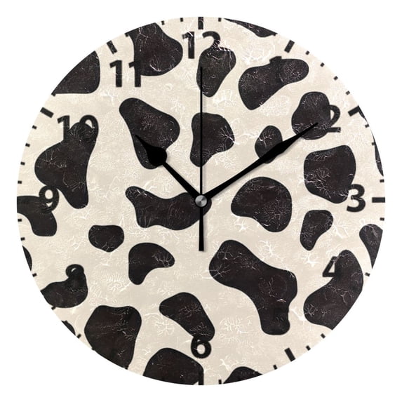 Cow Print Pattern Wall Clock 10in Round Artistic Oil Painting Home ...