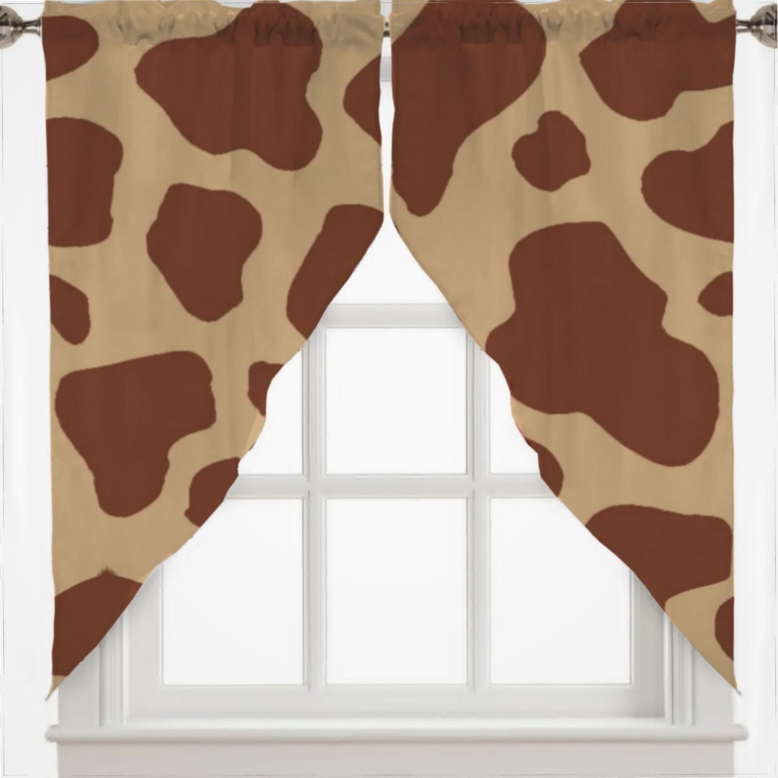 Cow Print Pictures Swag Valances For Windows 2 Pack For Kitchen Living ...