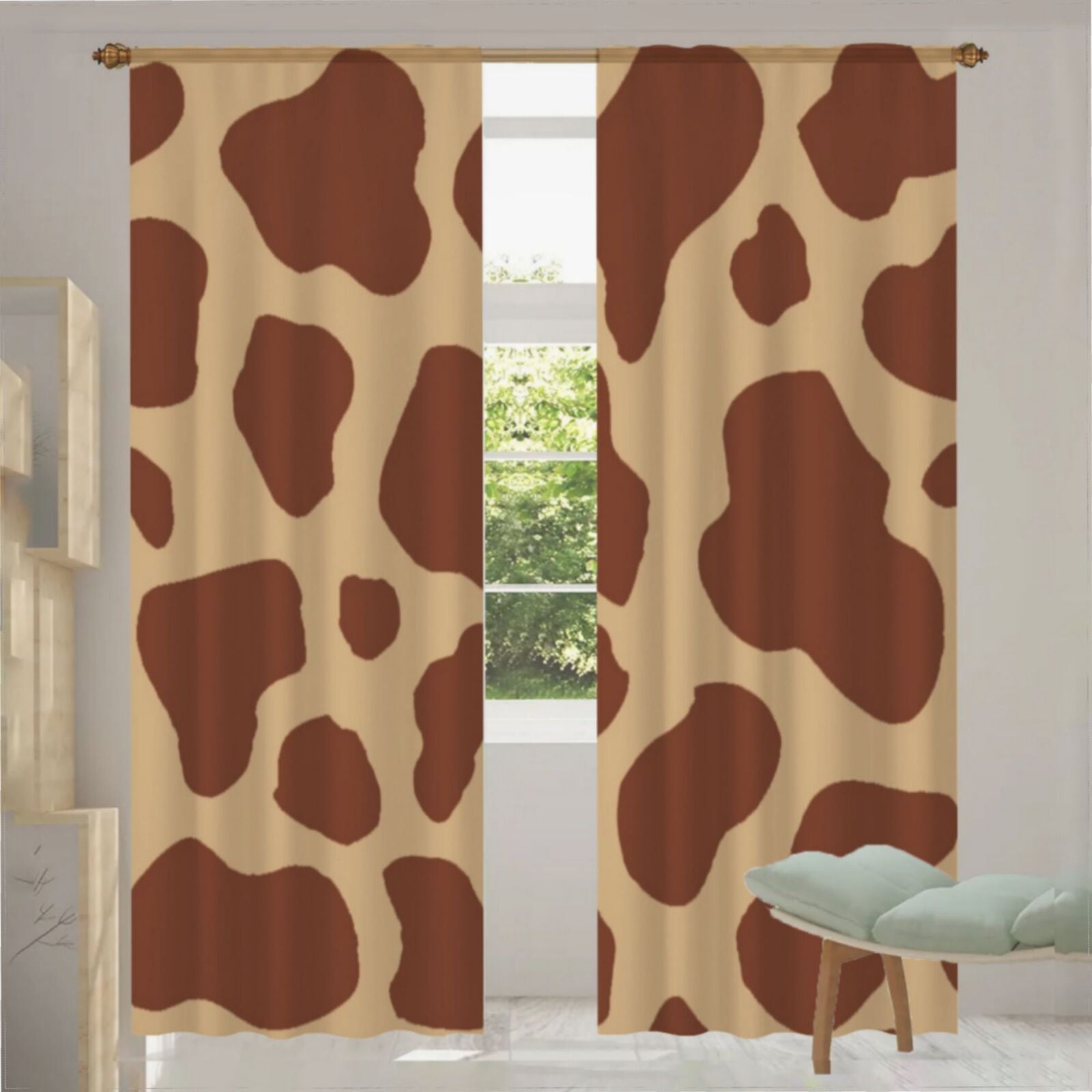 Cow Print Pictures Tulle Sheer Window Curtains For Living Room Kitchen ...